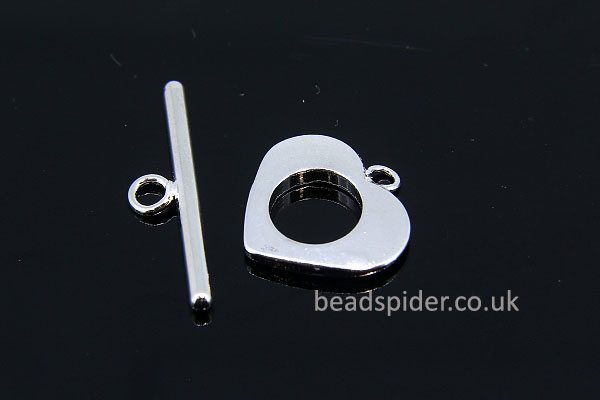 19x14mm Silver Floral Heart Toggle Clasps | Bead Spider